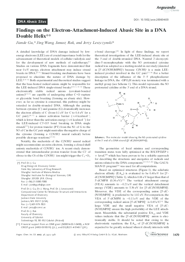 (PDF) Findings on the Electron-Attachment-Induced Abasic Site in a DNA ...