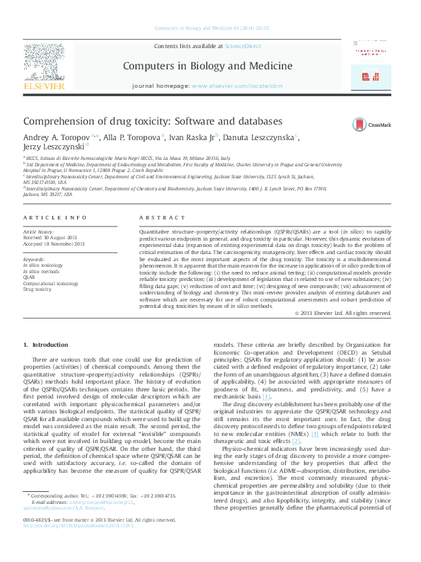 (PDF) Comprehension of drug toxicity: Software and databases