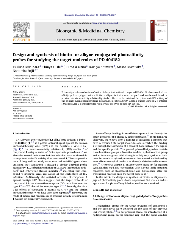 (PDF) Design and synthesis of biotin- or alkyne-conjugated ...
