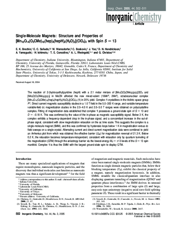 (PDF) Solution structure of a pentachromium(ii) single molecule magnet from DFT calculations ...