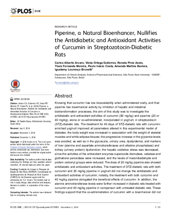 (PDF) Piperine, a natural bioenhancer, nullifies the antidiabetic and ...