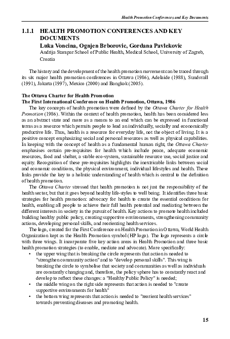 (PDF) Health Promotion Conferences and Key Documents 1.1.1 HEALTH ...