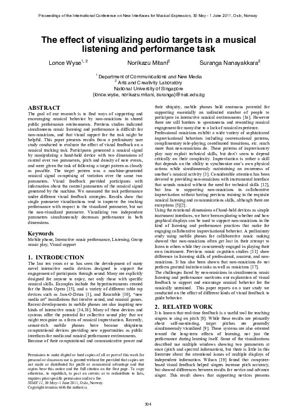 (PDF) The Effect of Visualizing Audio Targets in a Musical Listening and Performance Task