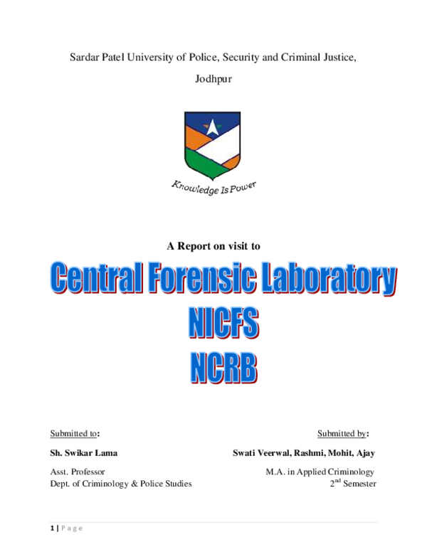 (PDF) CFSL, NICFS, NCRB Visit Report