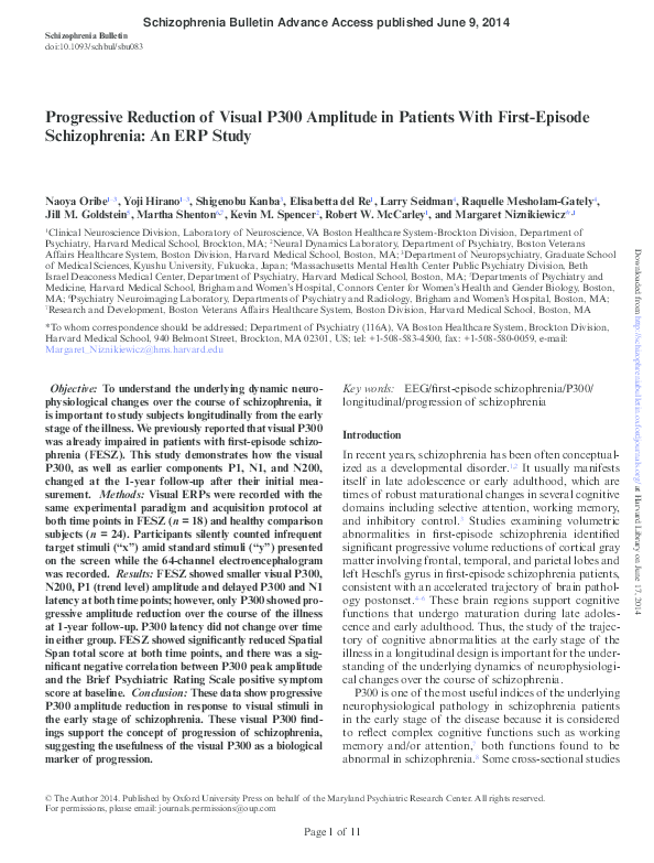 (PDF) Progressive Reduction of Visual P300 Amplitude in Patients With ...