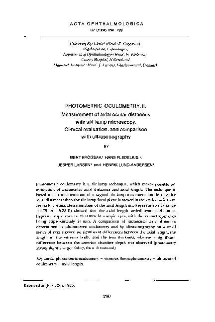 (PDF) Photometric oculometry. II. Measurement of axial ocular distances ...