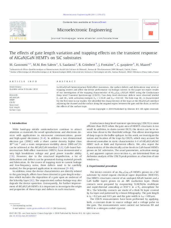 (PDF) The effects of gate length variation and trapping effects on the ...