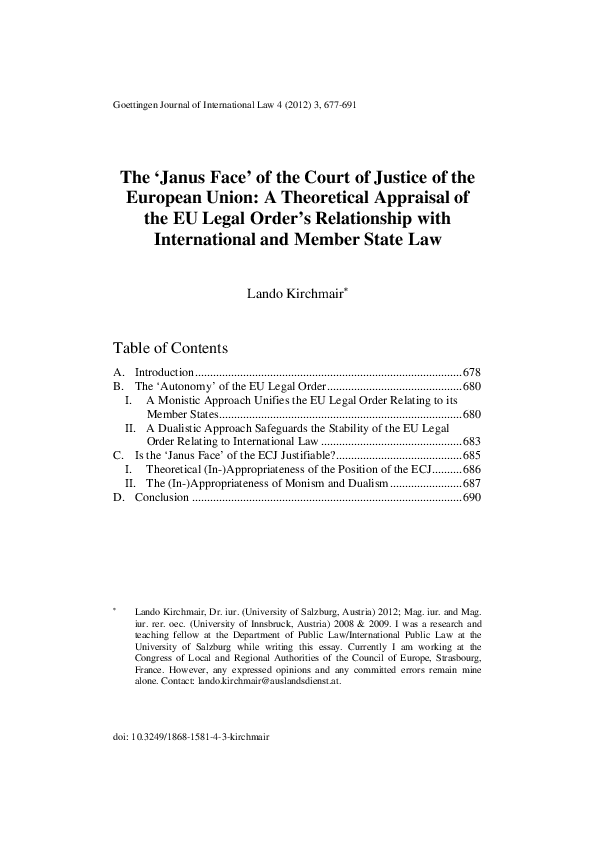 (PDF) The 'Janus Face' of the Court of Justice of the European Union: A ...