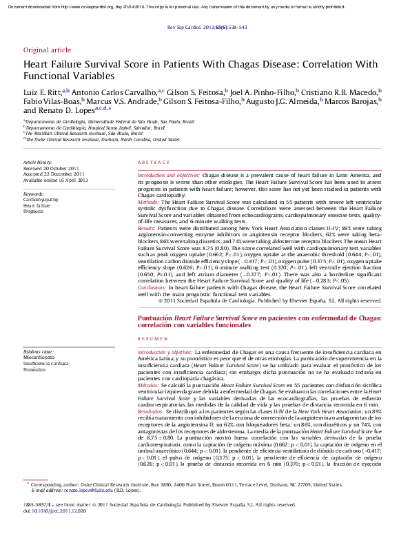 (PDF) Puntuación Heart Failure Survival Score en pacientes con ...