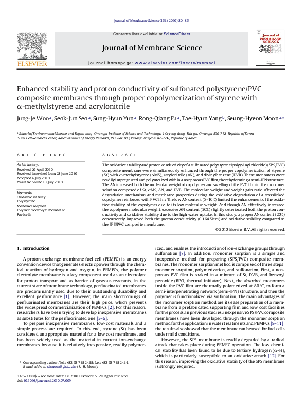 (PDF) Enhanced stability and proton conductivity of sulfonated ...