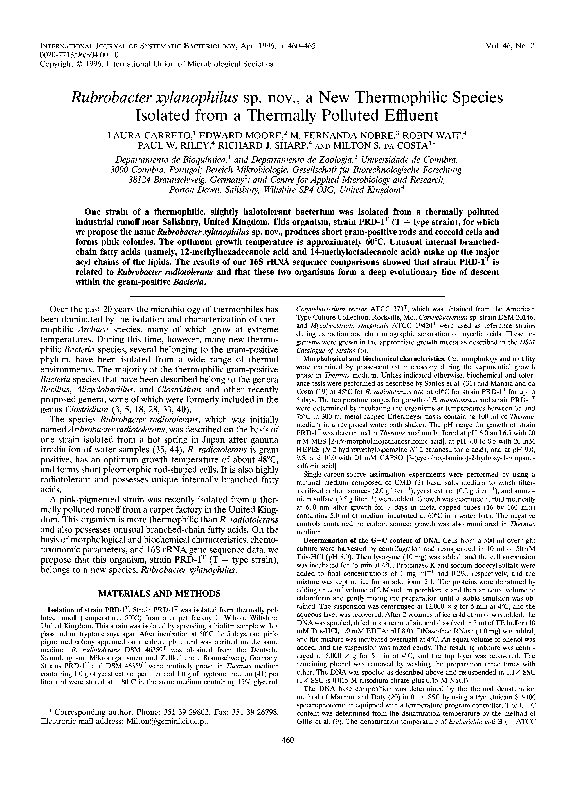 (PDF) Rubrobacter xylanophilus sp. nov., a New Thermophilic Species ...
