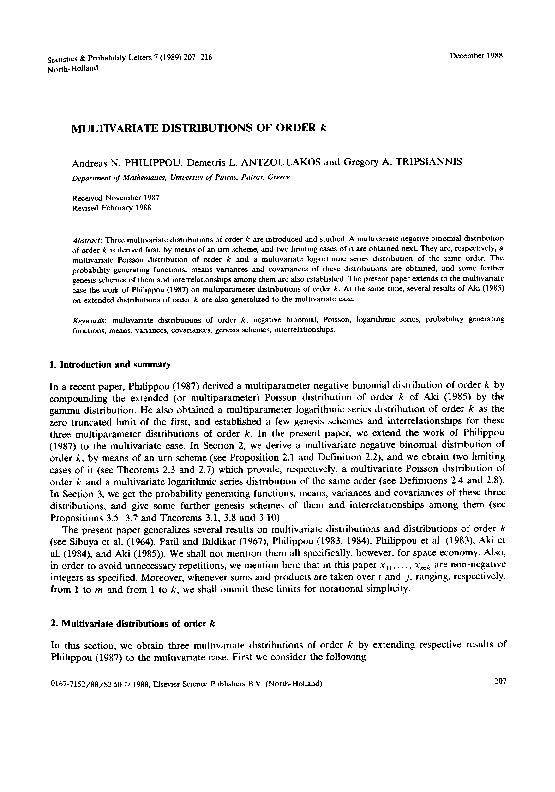 (PDF) Multivariate Negative Binomial and Related Distributions