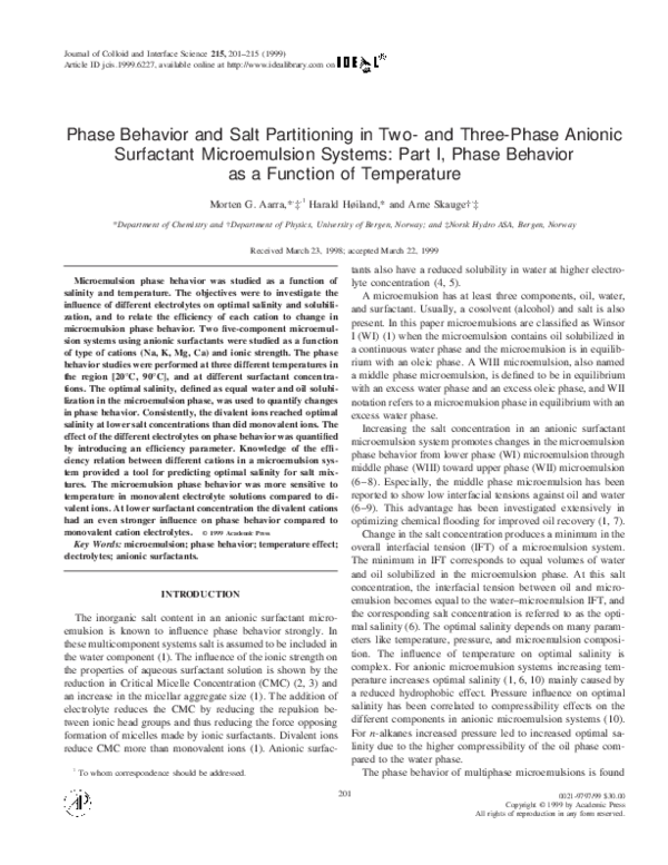 (PDF) Phase Behavior and Salt Partitioning in Two- and Three-Phase ...
