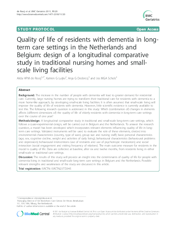 (PDF) Quality of life of residents with dementia in long-term care ...