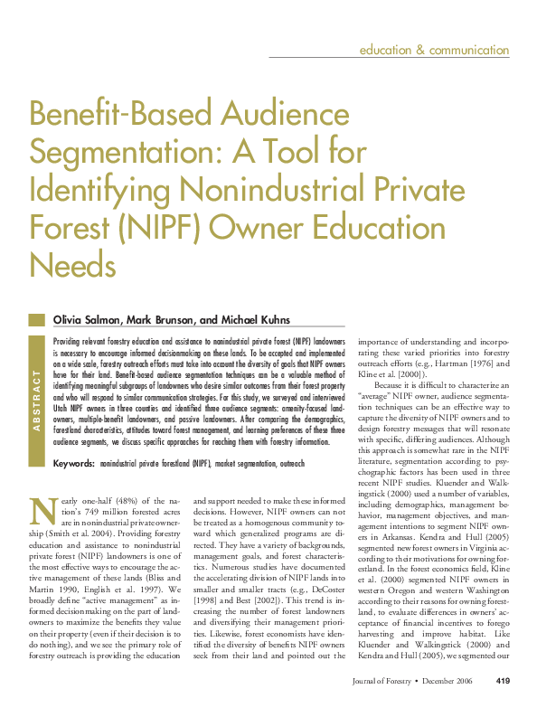 (PDF) Benefit-based audience segmentation: A tool for identifying ...