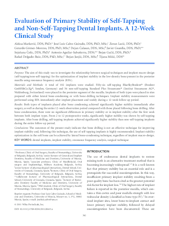 (PDF) Evaluation of Primary Stability of Self-Tapping and Non-Self ...