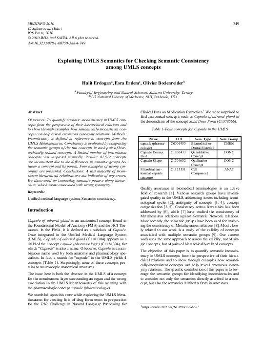 (PDF) Exploiting UMLS semantics for checking semantic consistency among UMLS concepts