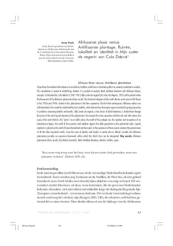 (PDF) Afrikaanse plaas versus Antilliaanse plantage. Ruimte, lokaliteit ...
