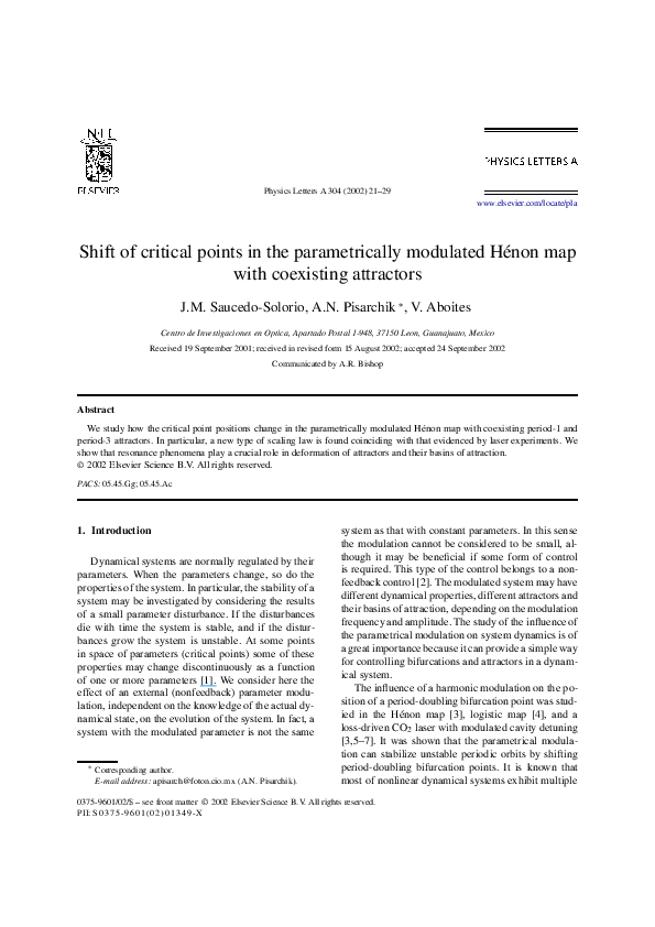 (PDF) Shift of critical points in the parametrically modulated Hénon map with coexisting attractors