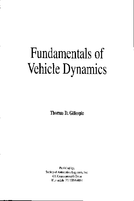 (PDF) Fundamentalsof Vehicle Dynamics