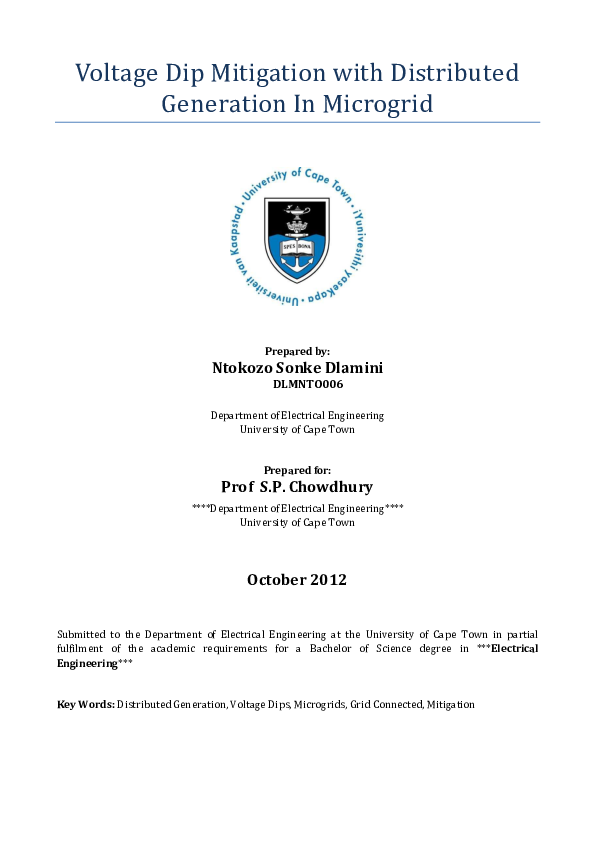 (PDF) Voltage Dip Mitigation with Distributed Generation In Microgrid