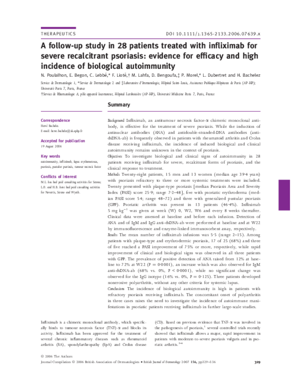 (PDF) Paradoxical skin reaction with infliximab treatment | Ricardo ...