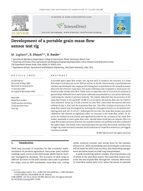 (PDF) Development of a portable grain mass flow sensor test rig