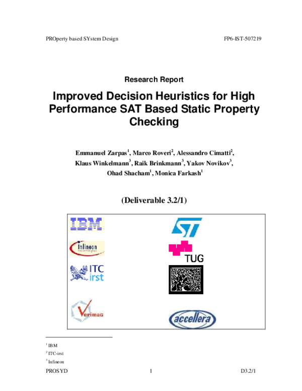 (PDF) Improved Decision Heuristics for High Performance SAT Based Static Property Checking