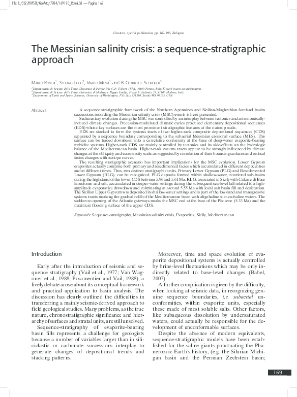 (PDF) The Messinian salinity crisis: a sequence-stratigraphic approach