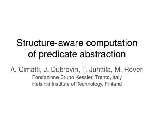 Pdf Structure Aware Computation Of Predicate Abstraction