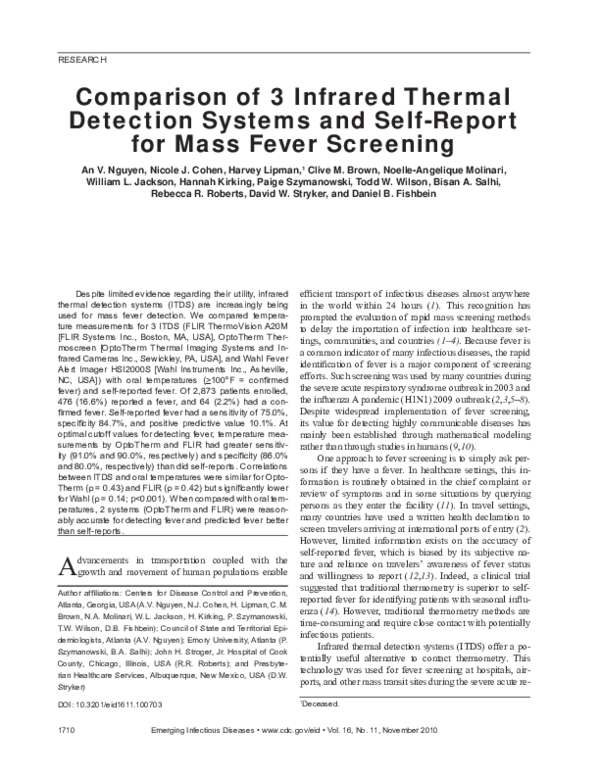 (PDF) Comparison of 3 Infrared Thermal Detection Systems and Self ...