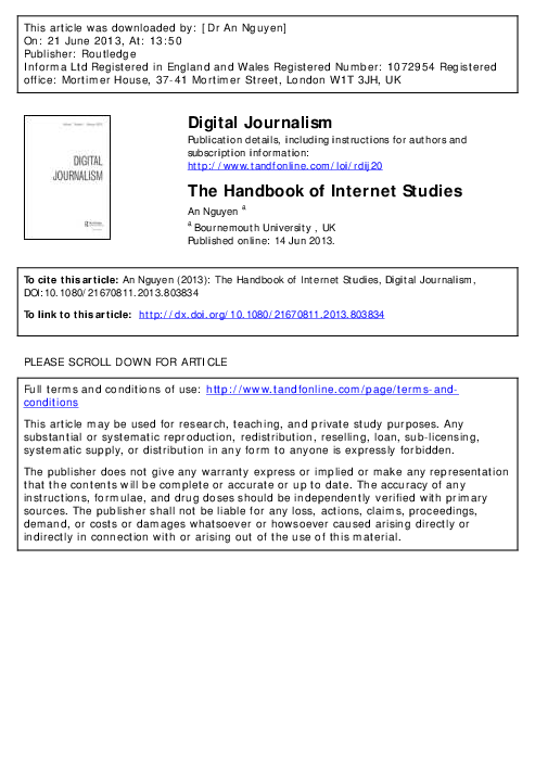 (PDF) The Handbook of Internet Studies