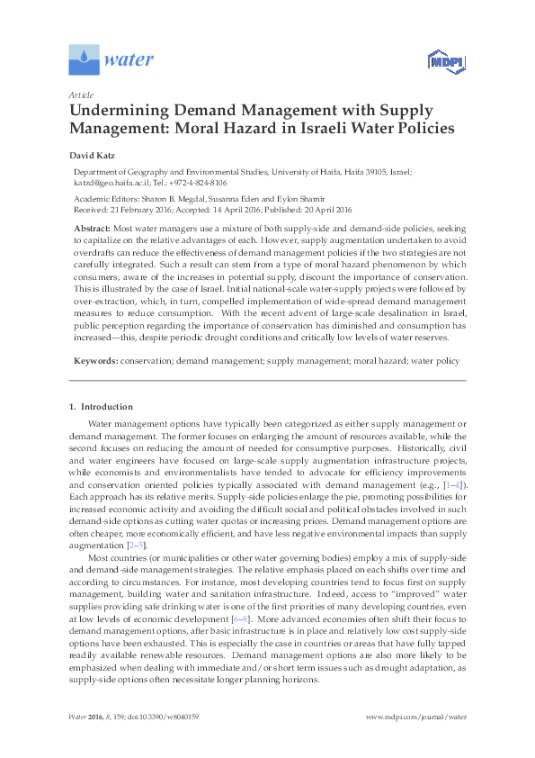 Undermining Demand Management with Supply Management: Moral Hazard in ...