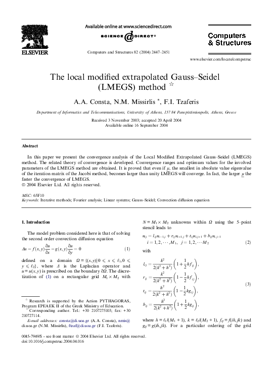 (PDF) A Parallel Multiparametric Gauss-Seidel Method