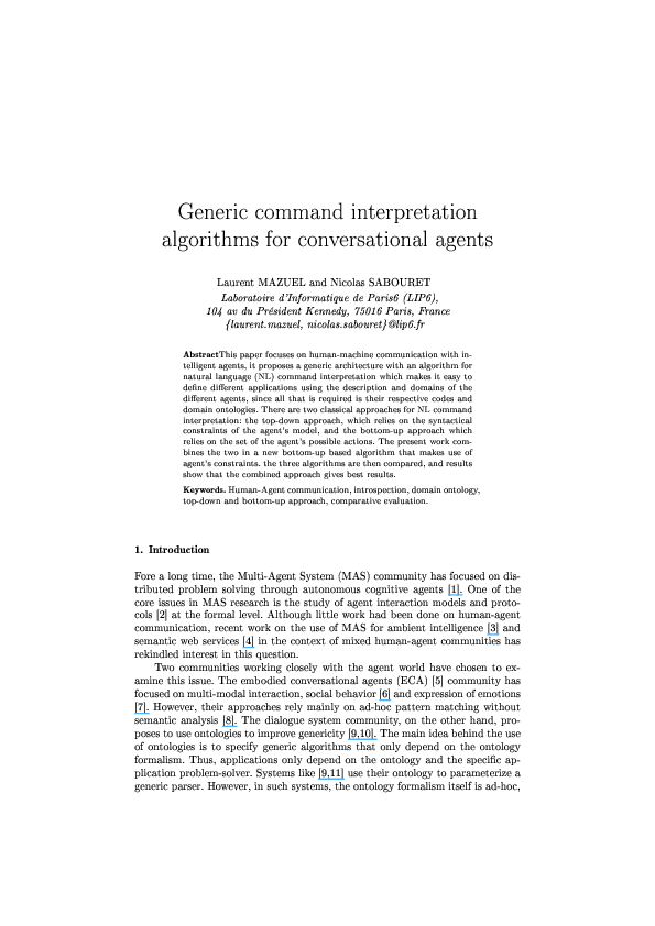 (PDF) Generic Command Interpretation Algorithms for Conversational Agents