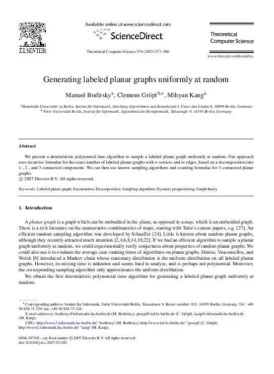 (PDF) Generating labeled planar graphs uniformly at random