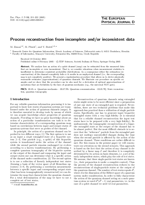 (PDF) Process reconstruction from incomplete and/or inconsistent data