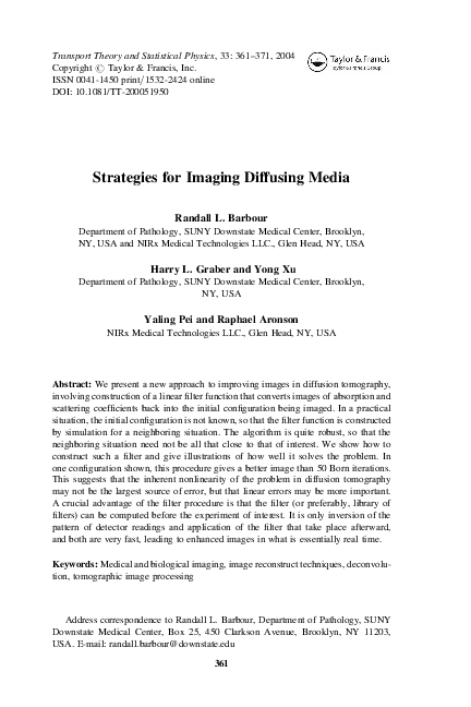 (PDF) Strategies for Imaging Diffusing Media