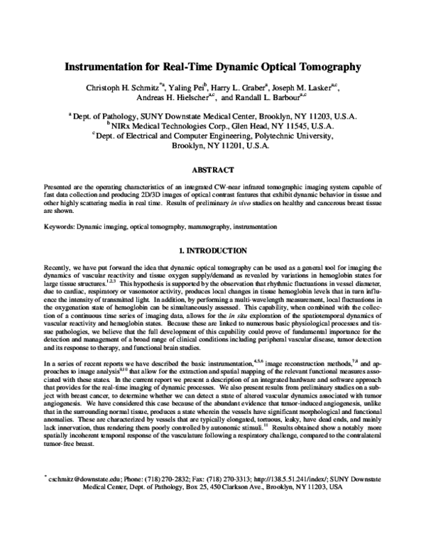 (PDF) Instrumentation for Real-Time Dynamic Optical Tomography