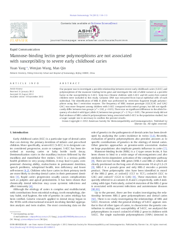 Pdf Mannose Binding Lectin Gene Polymorphisms Are Associated With