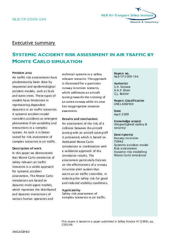 (PDF) Systemic accident risk assessment in air traffic by Monte Carlo ...