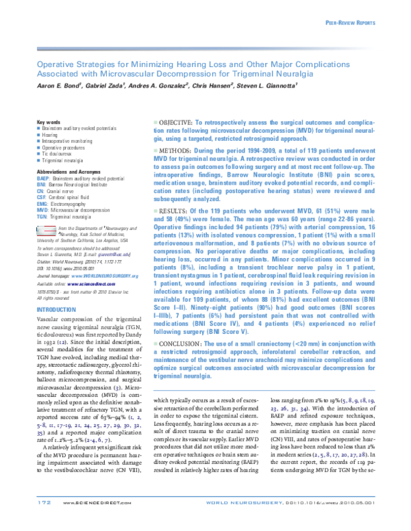 (PDF) Microvascular decompression for trigeminal neuralgia | rizwan ...