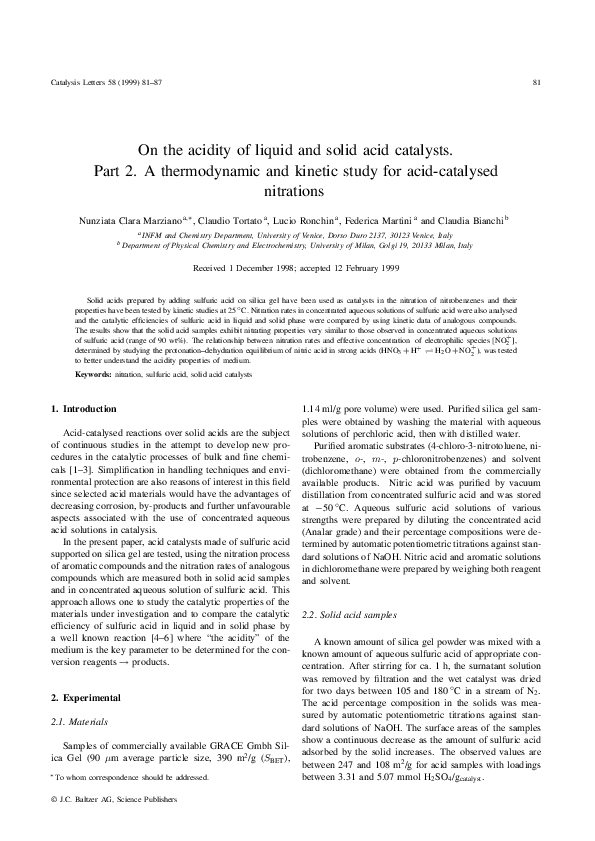 (PDF) On the acidity of liquid and solid acid catalysts. Part 3 ...