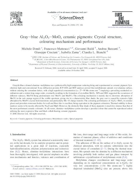(PDF) Gray–blue Al2O3–MoOx ceramic pigments: Crystal structure ...