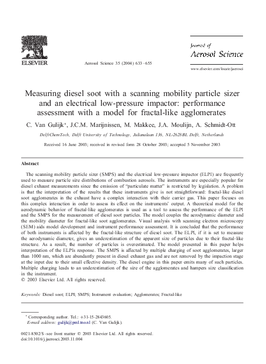 (PDF) Measuring diesel soot with a scanning mobility particle sizer and ...