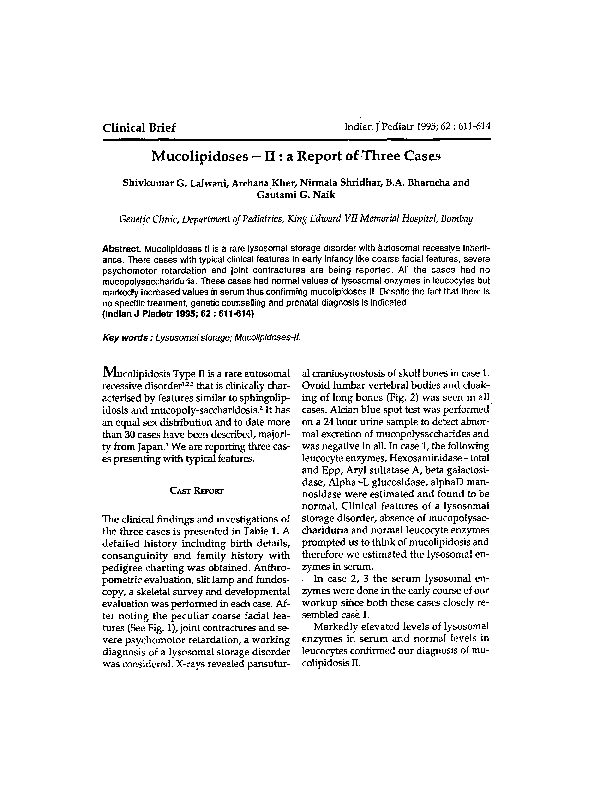 (PDF) Mucolipidoses—II: a report of three cases