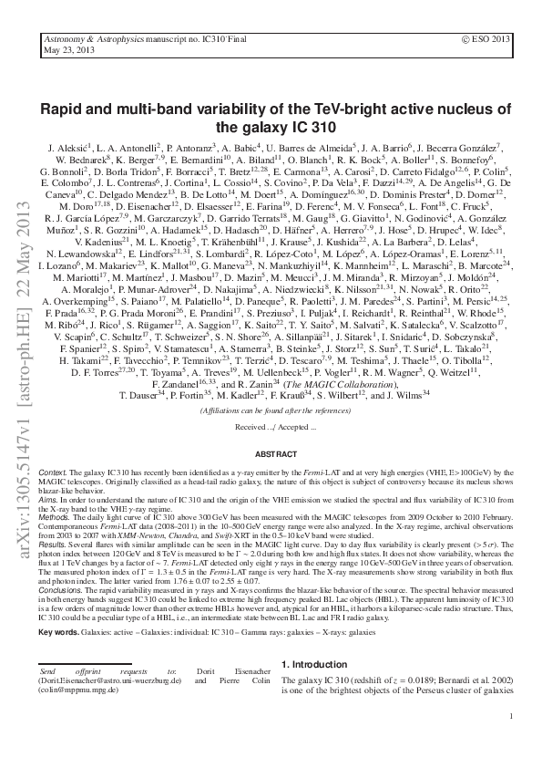 (PDF) Rapid and multiband variability of the TeV bright active nucleus ...