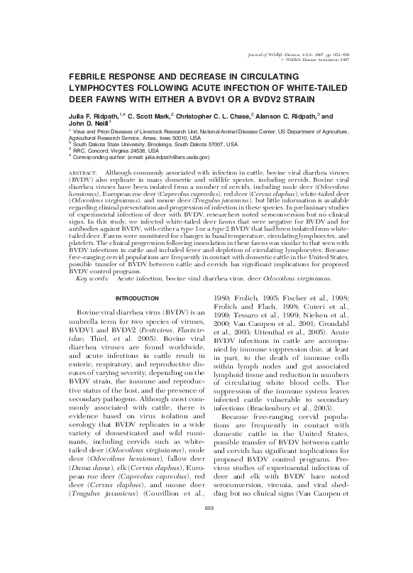 (PDF) An Outbreak of a Disease in Farmed Fallow Deer (Dama Dama L ...
