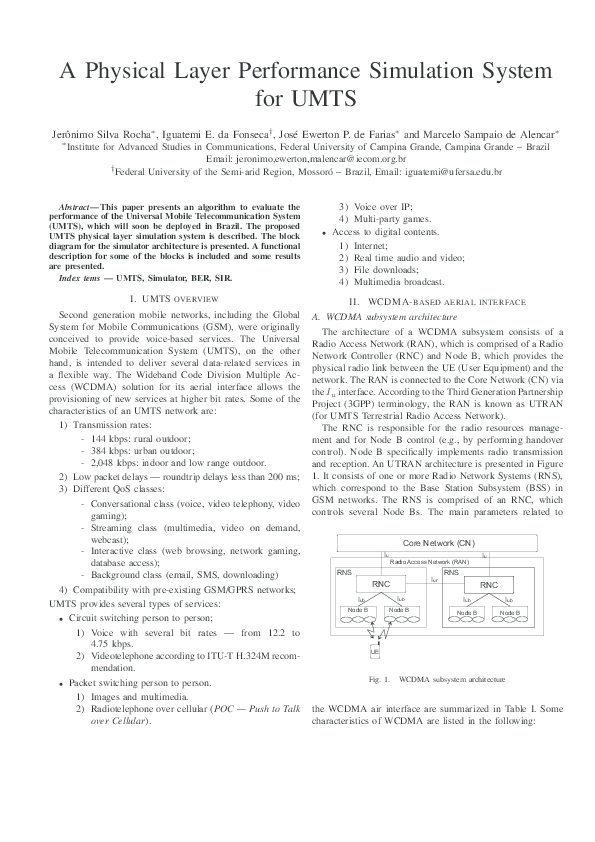 A physical layer performance simulation system for UMTS