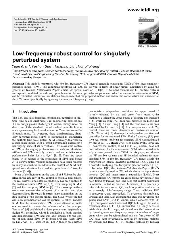 (PDF) Robust Low-Frequency Control for SPMs